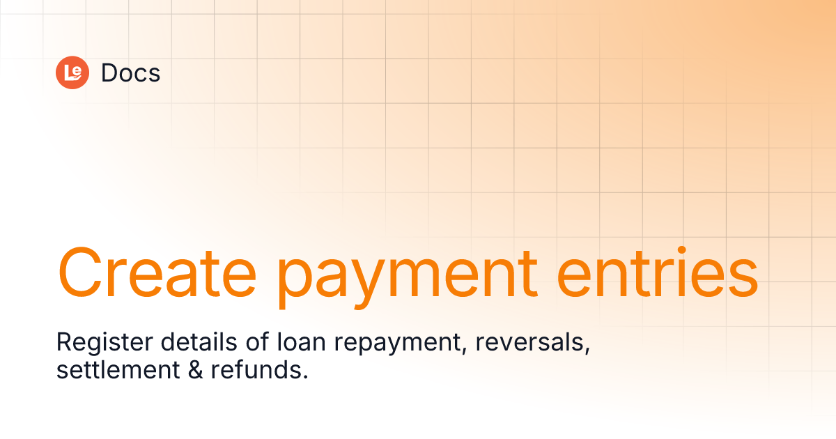 Create payment entries | Docs